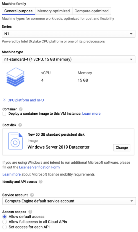 Setup Google Cloud Account and RDP access