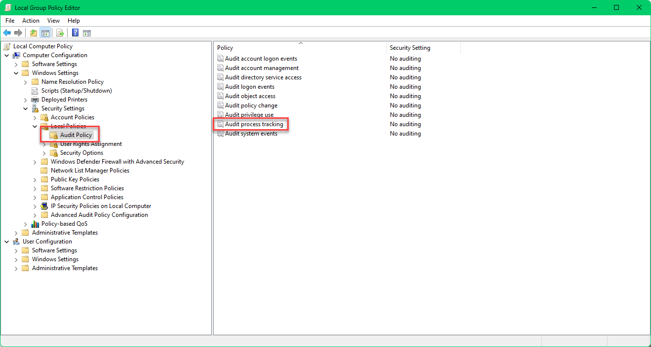 Enabling Windows Process Auditing